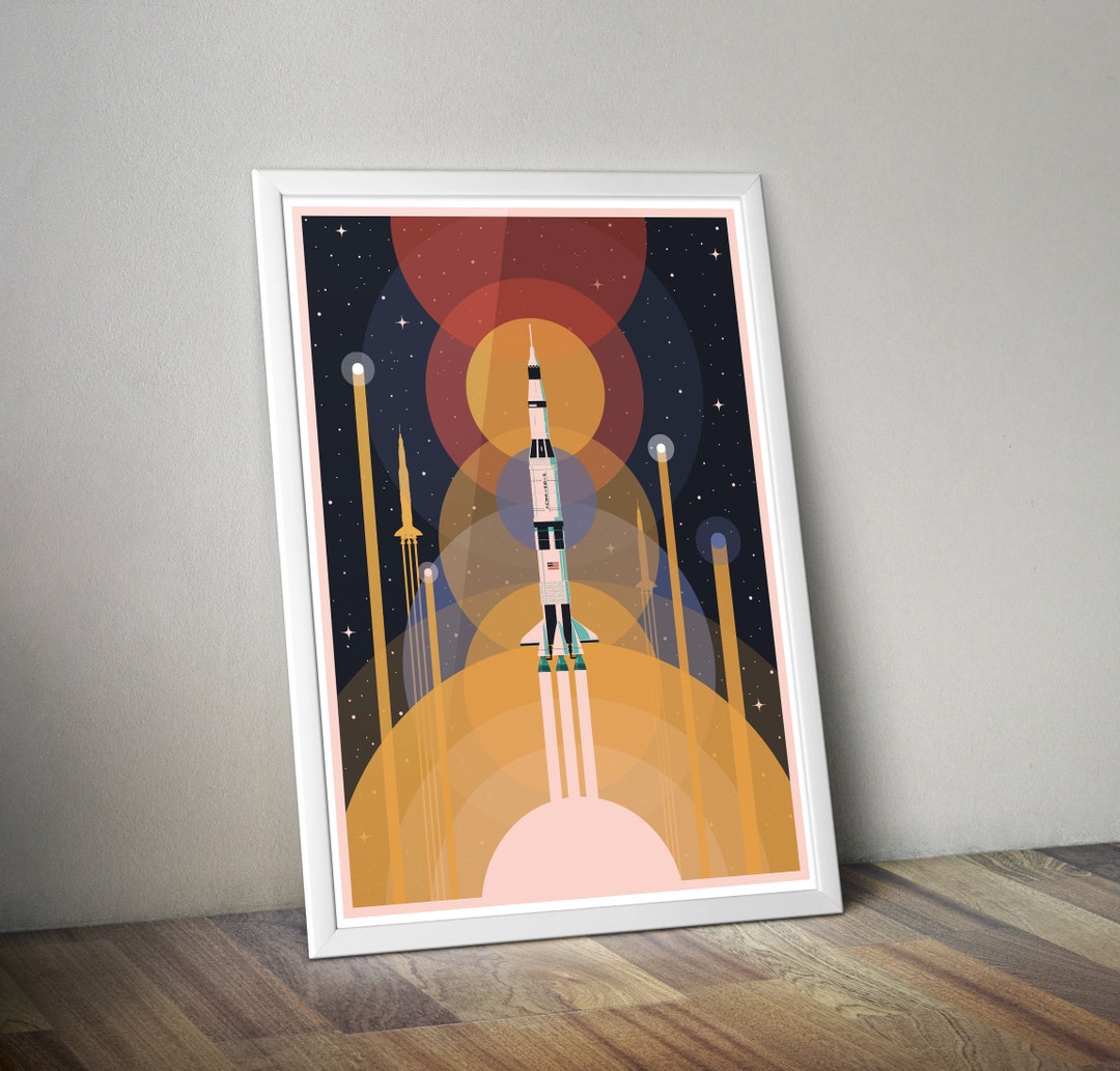 Retro Space Themed Poster - Space Ships - Art - Posters - Etsy