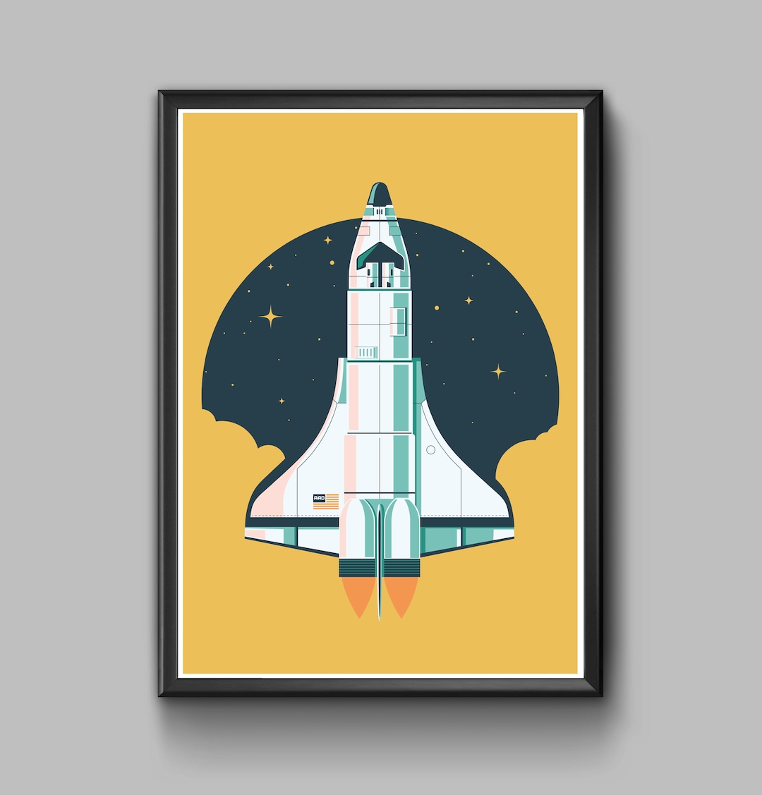 Space Rocket Poster Print Space Shuttle Colourful - Etsy