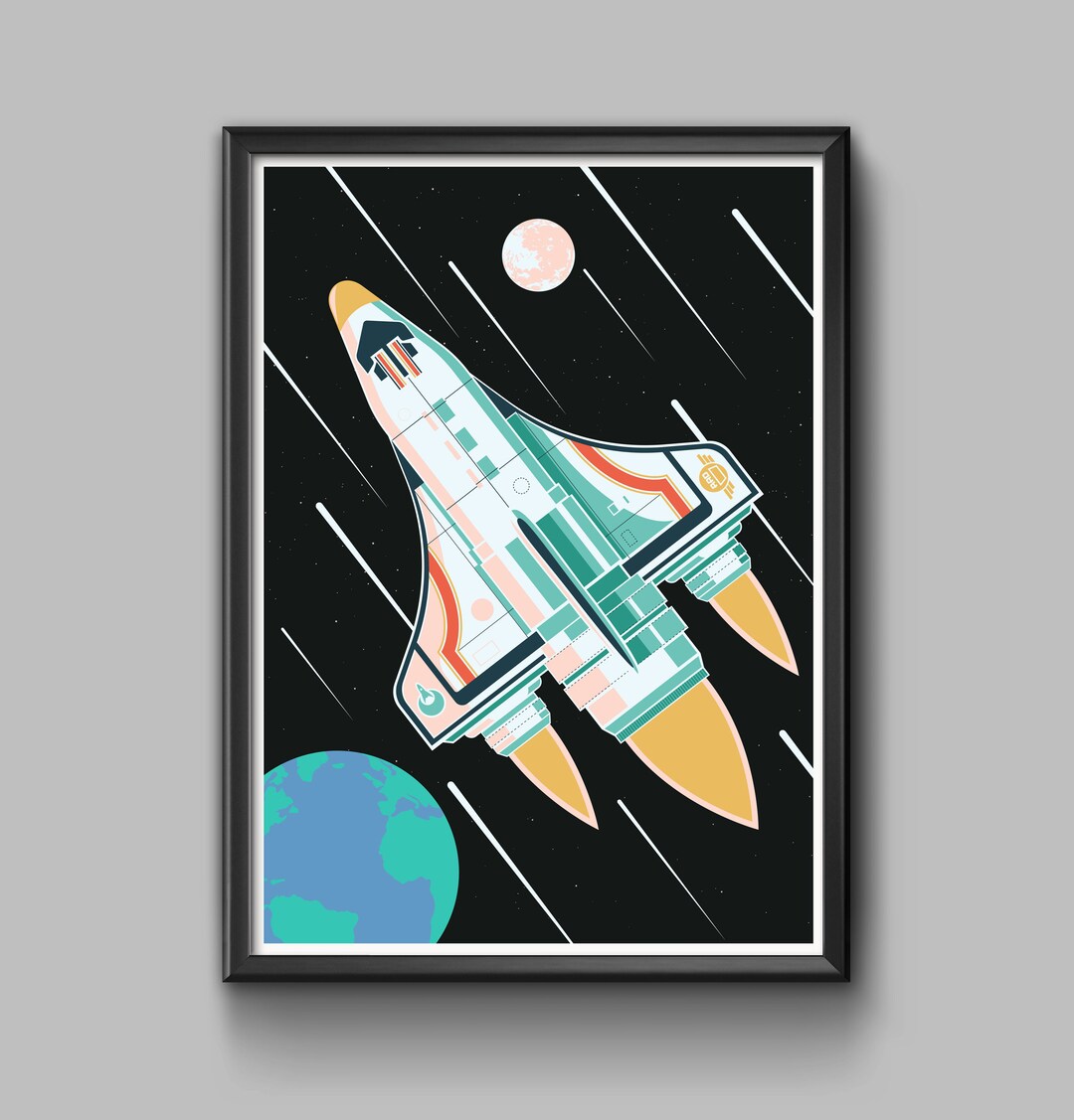 Space Rocket Poster Print - Space Shuttle - Etsy UK