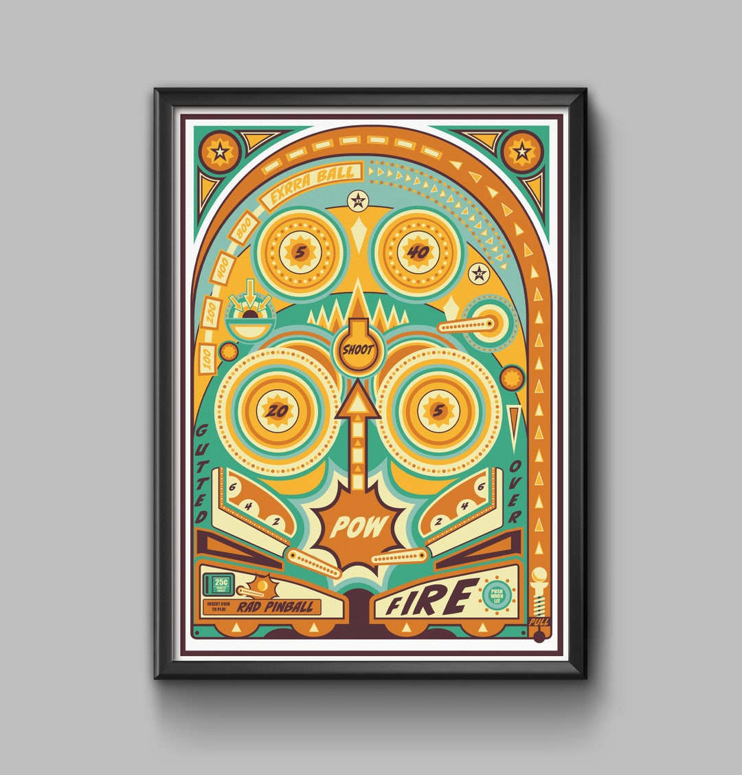 Retro Pinball Machine Print - Etsy UK