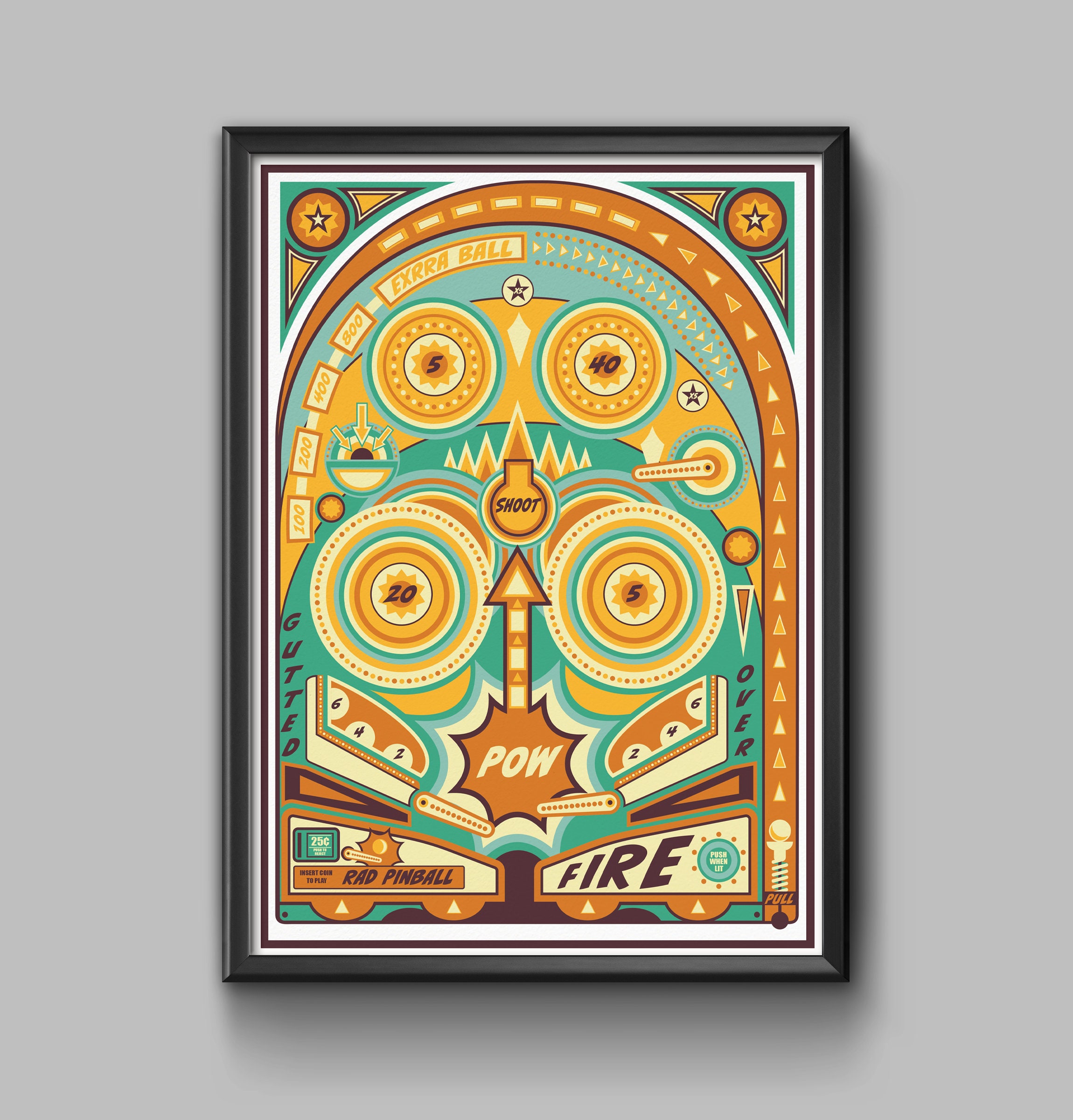 Retro Pinball Machine Print - Etsy UK