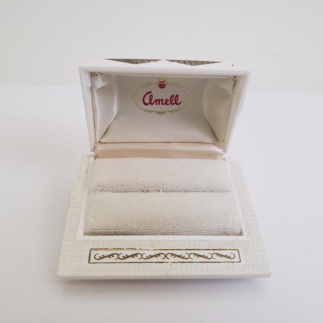 Vintage Art Deco Style Ring or Earring Presentation Box, White ...