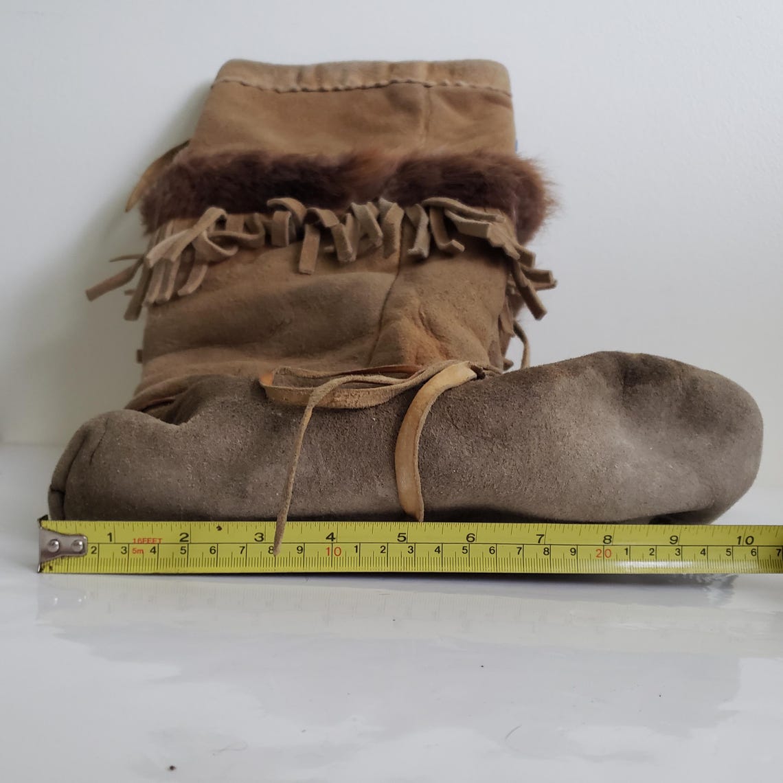 Vintage Elk Skin Moccasin Boots, Fur & Beaded Detail, Women's Size 9 - Etsy