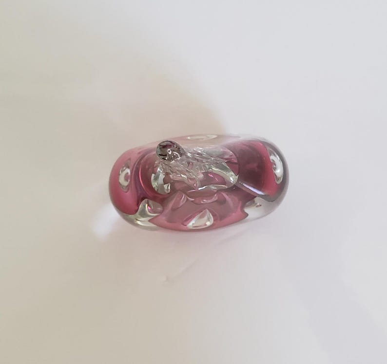 Adam Jablonski Signed Teardrop Art Glass Paperweight, Red and Clear ...