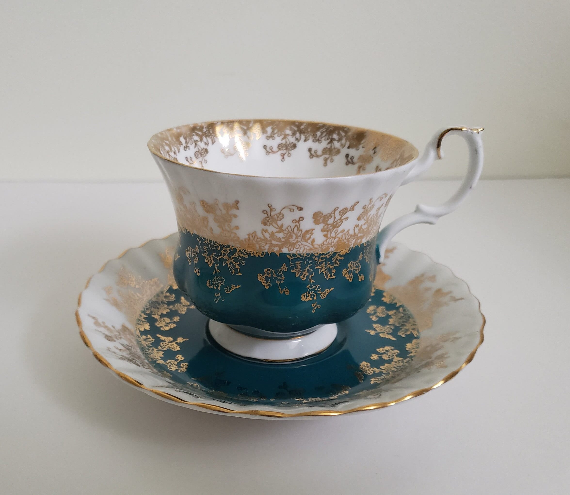 Royal Albert Regal Series Tea Cup and Saucer Set in Teal 4396 - Etsy