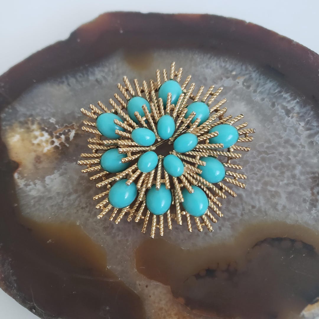 Vintage Avon Starburst Faux Turquoise Brooch, Azurene Lustre Series - Etsy