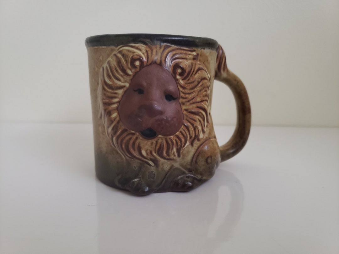 Vintage 3D Lion Mug: 1970s Gempo Art Pottery, Made in Japan - Etsy