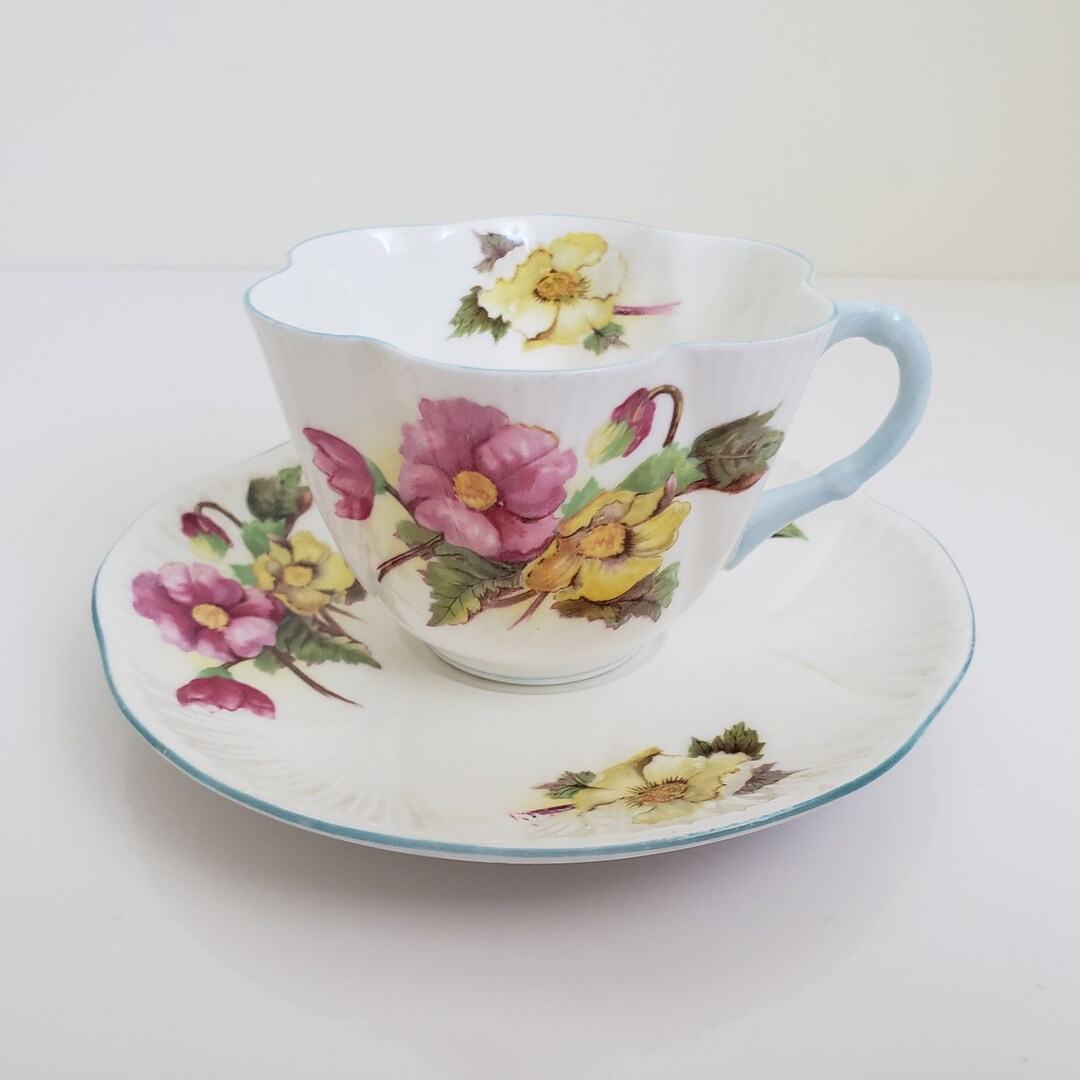 Vintage Shelley Teacup and Saucer Set, Begonia Pattern - Etsy