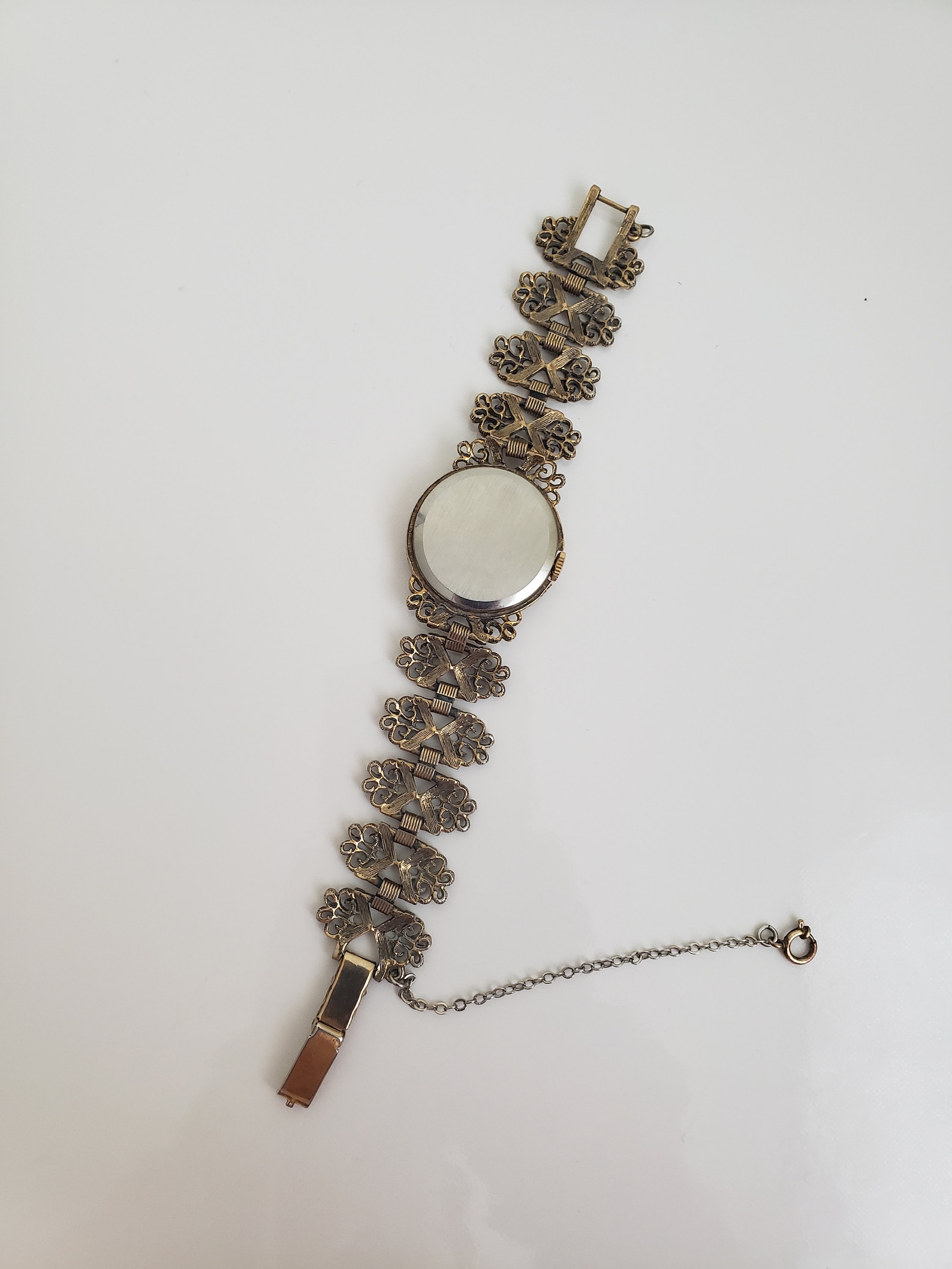 Vintage Vendome Ladies Wrist Watch, Analog With Wide Filigree Gold Tone ...