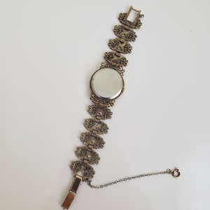 Vintage Vendome Ladies Wrist Watch, Analog With Wide Filigree Gold Tone ...