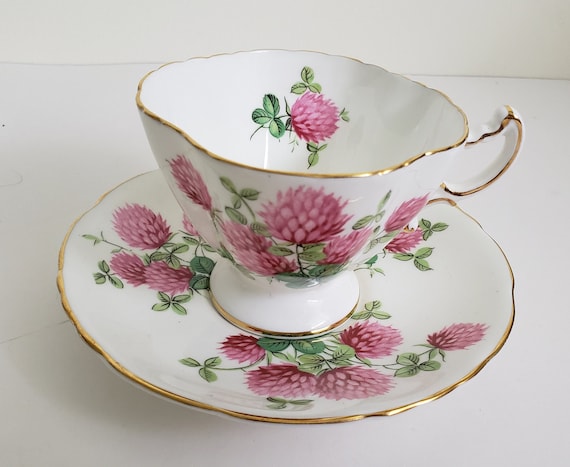 Vintage Hammersley Tea Cup and Saucer Set White With Pink - Etsy