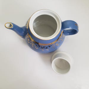 Vintage Hall China 8 Cup Blue Teapot With Gold Trim - Etsy