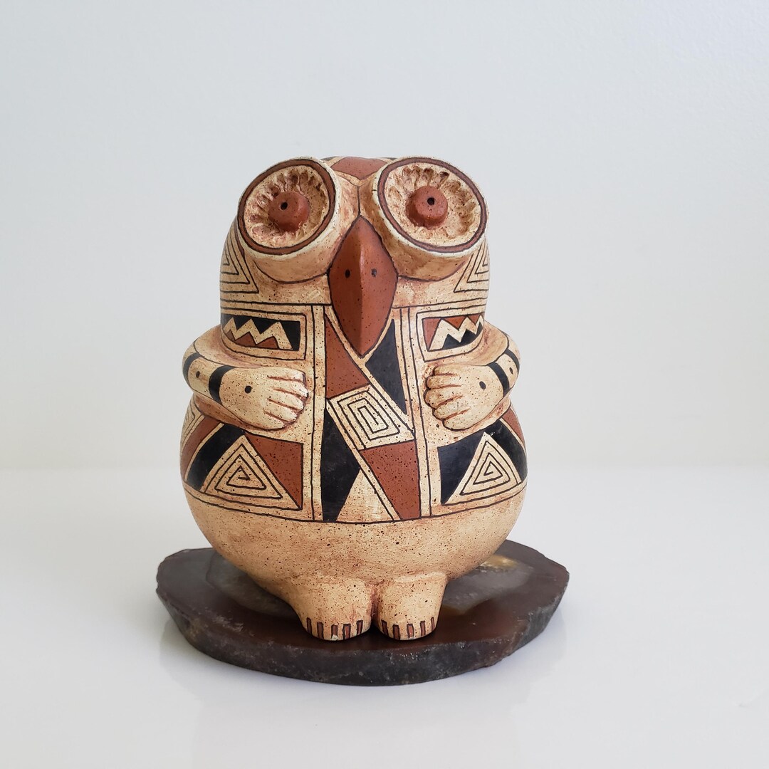 Gourd Art Owl Bowl or Olla, Geometric Mimbres Style, Pierre Nichols - Etsy