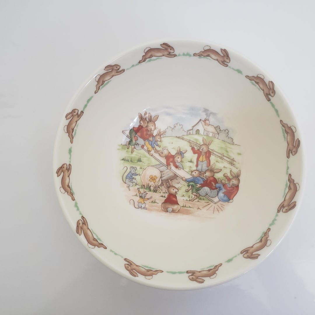 Vintage Bunnykins Bowl, Boy Bunnies Playing on a Teeter-totter as Mr ...
