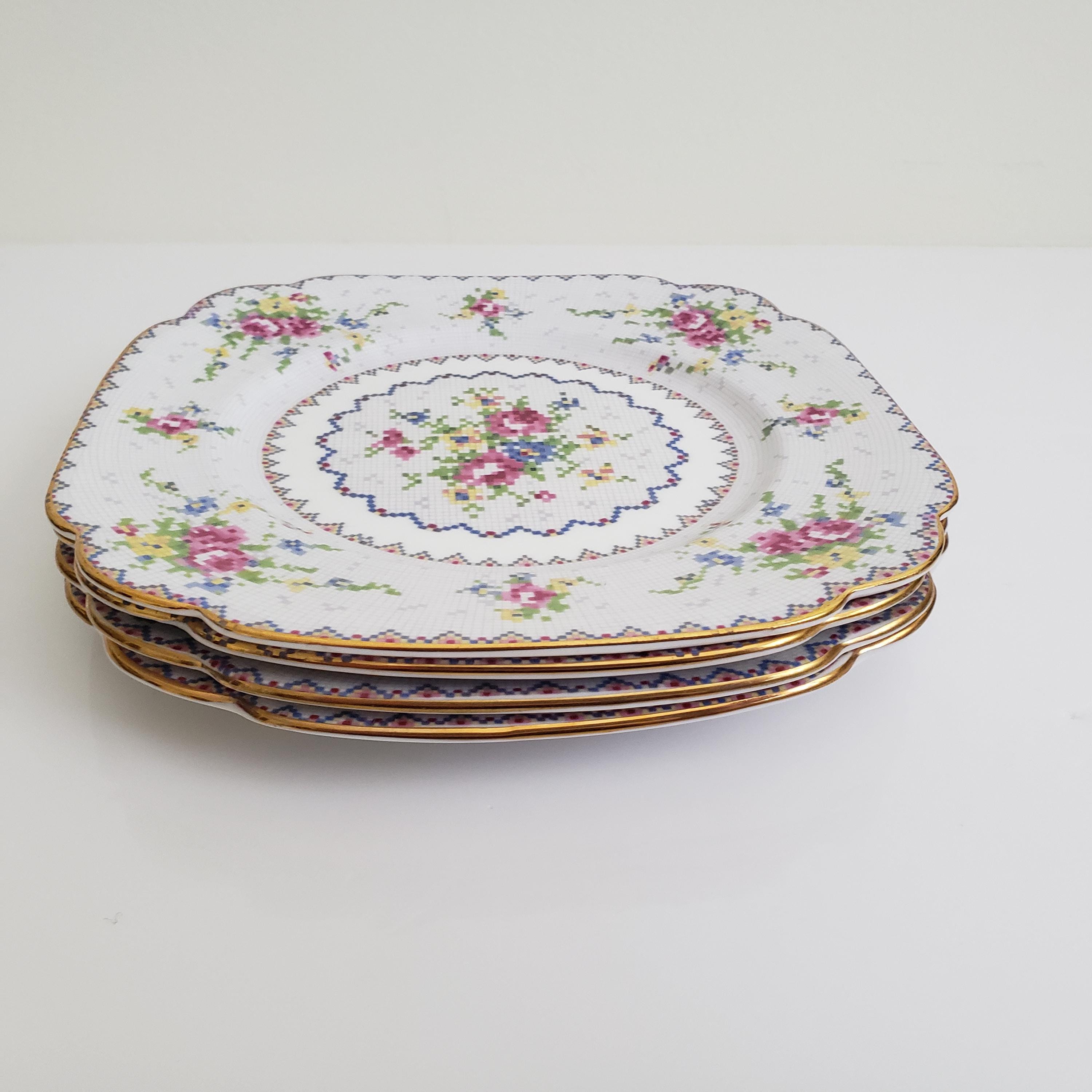 Royal Albert Petit Point Plates: Fine Bone China, Set of Four - Etsy