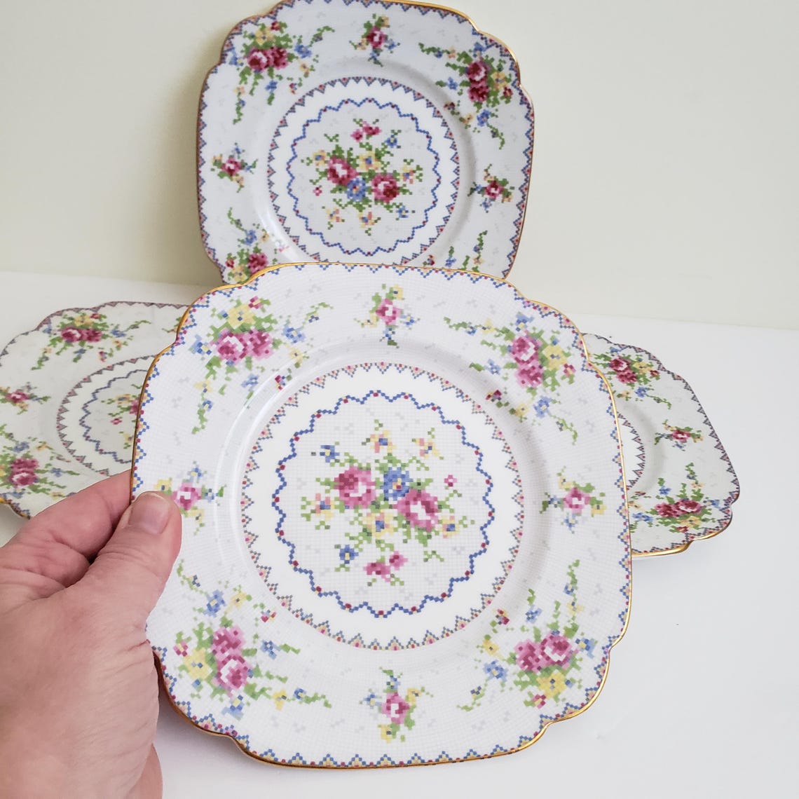 Royal Albert Petit Point Plates: Fine Bone China, Set of Four - Etsy