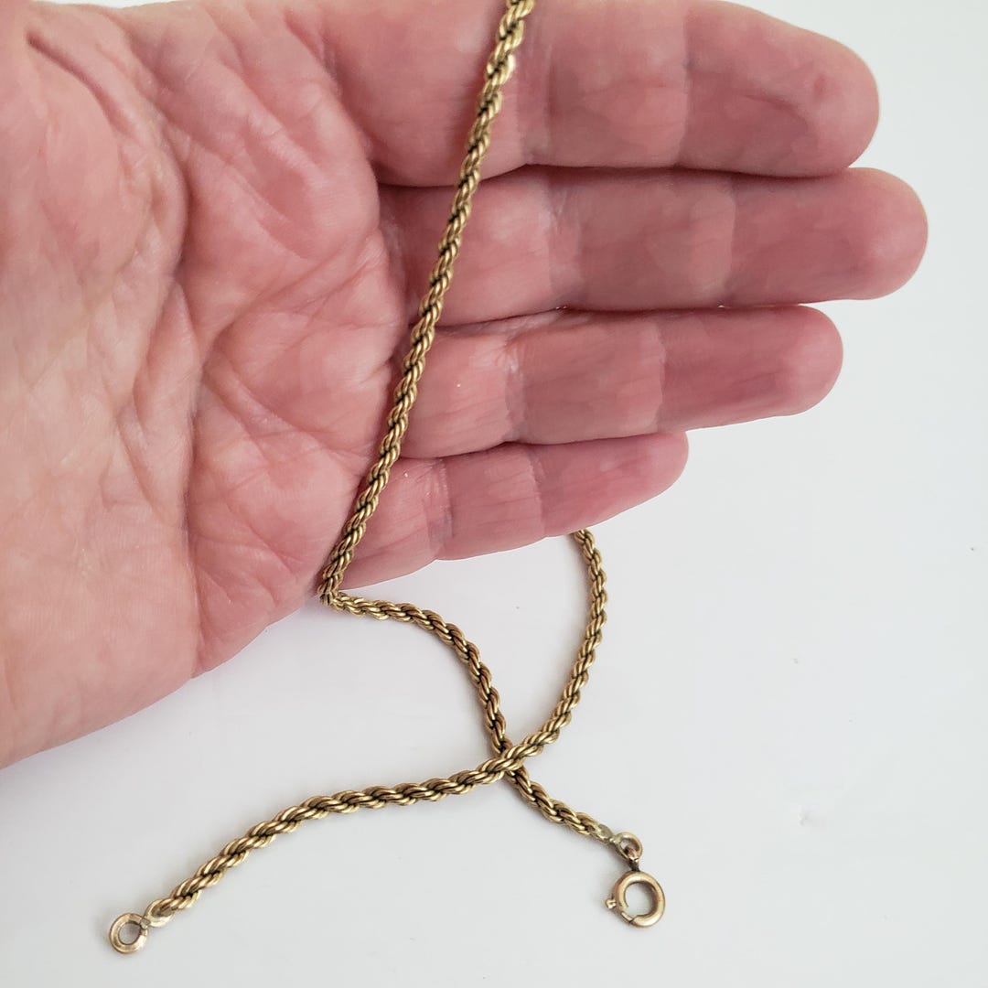 Vintage 12K Gold Fill Rope Chain Necklace - 16 Inch Layering Choker - Etsy