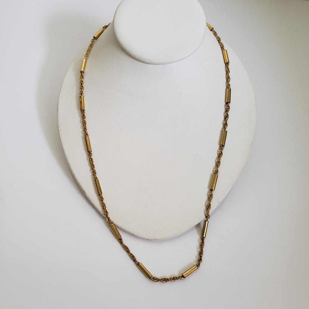 Vintage Biagi by Swank Gold Plate Necklace, Rope Chain and Small Tubes ...