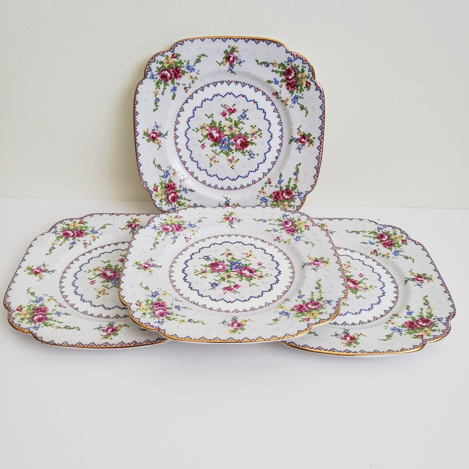 Royal Albert Petit Point Plates: Fine Bone China, Set of Four - Etsy