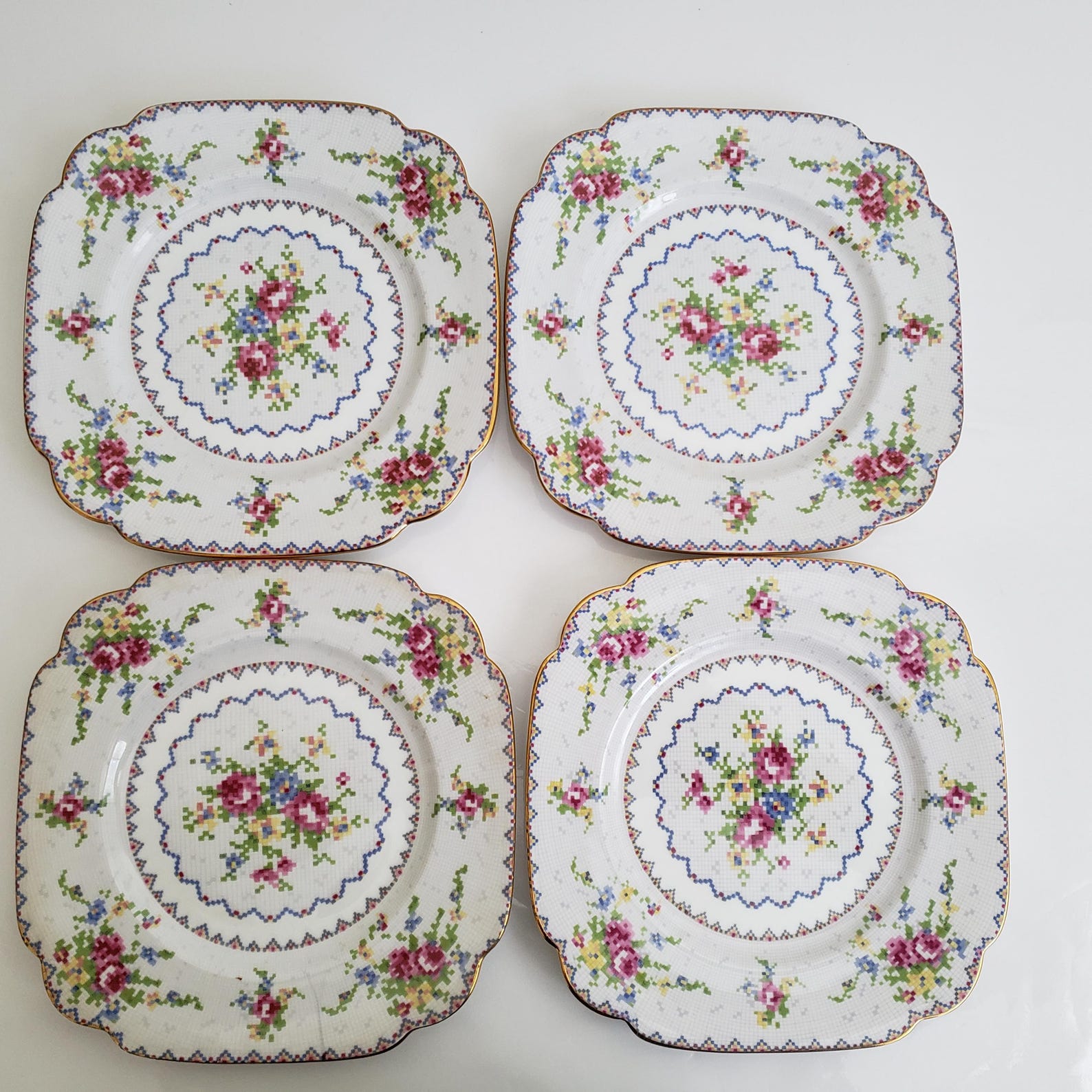 Royal Albert Petit Point Plates: Fine Bone China, Set of Four - Etsy