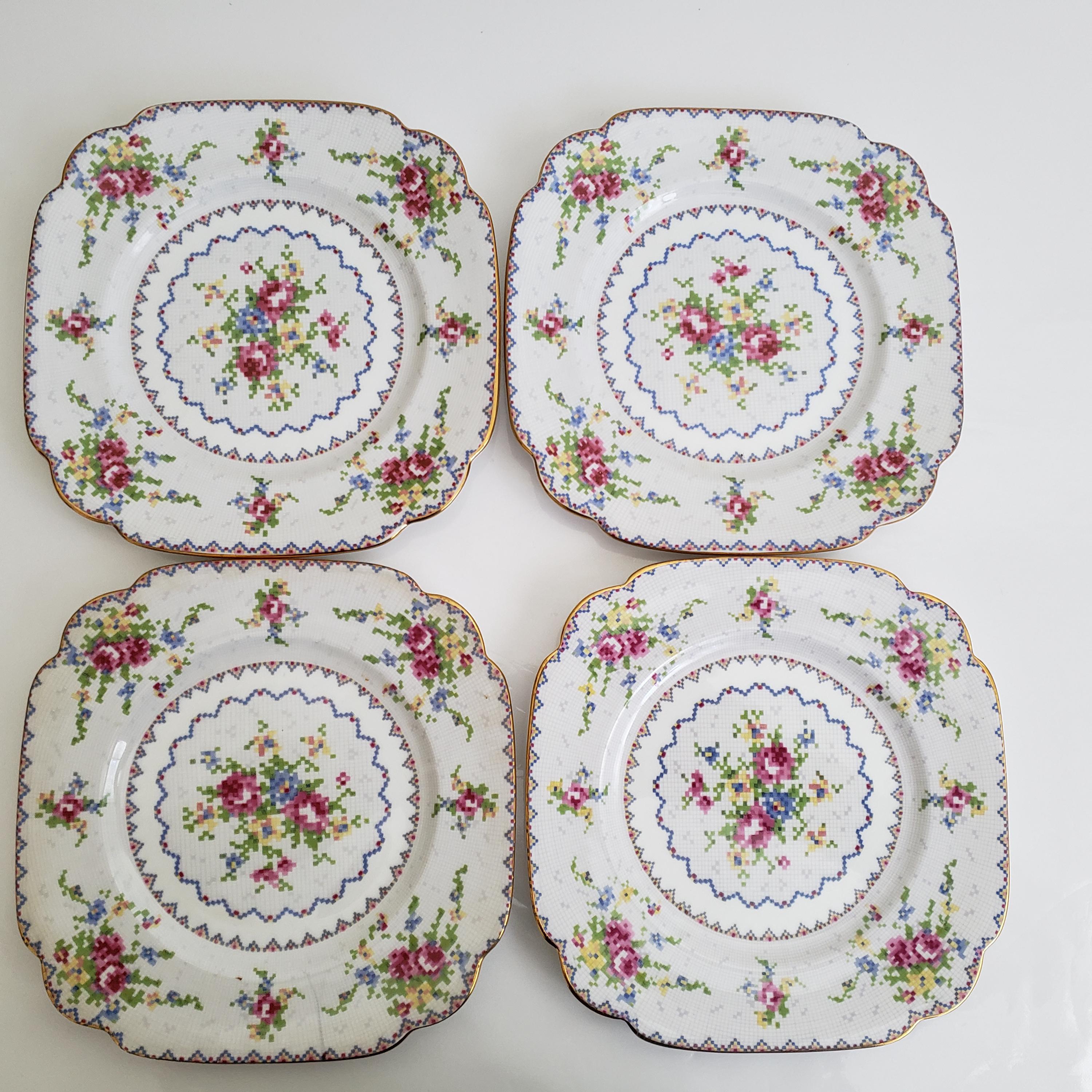 Royal Albert Petit Point Plates: Fine Bone China, Set of Four - Etsy