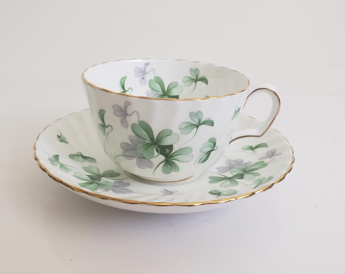 Adderley Shamrock Teacup & Saucer Set: Mid-century Irish Fine Bone ...