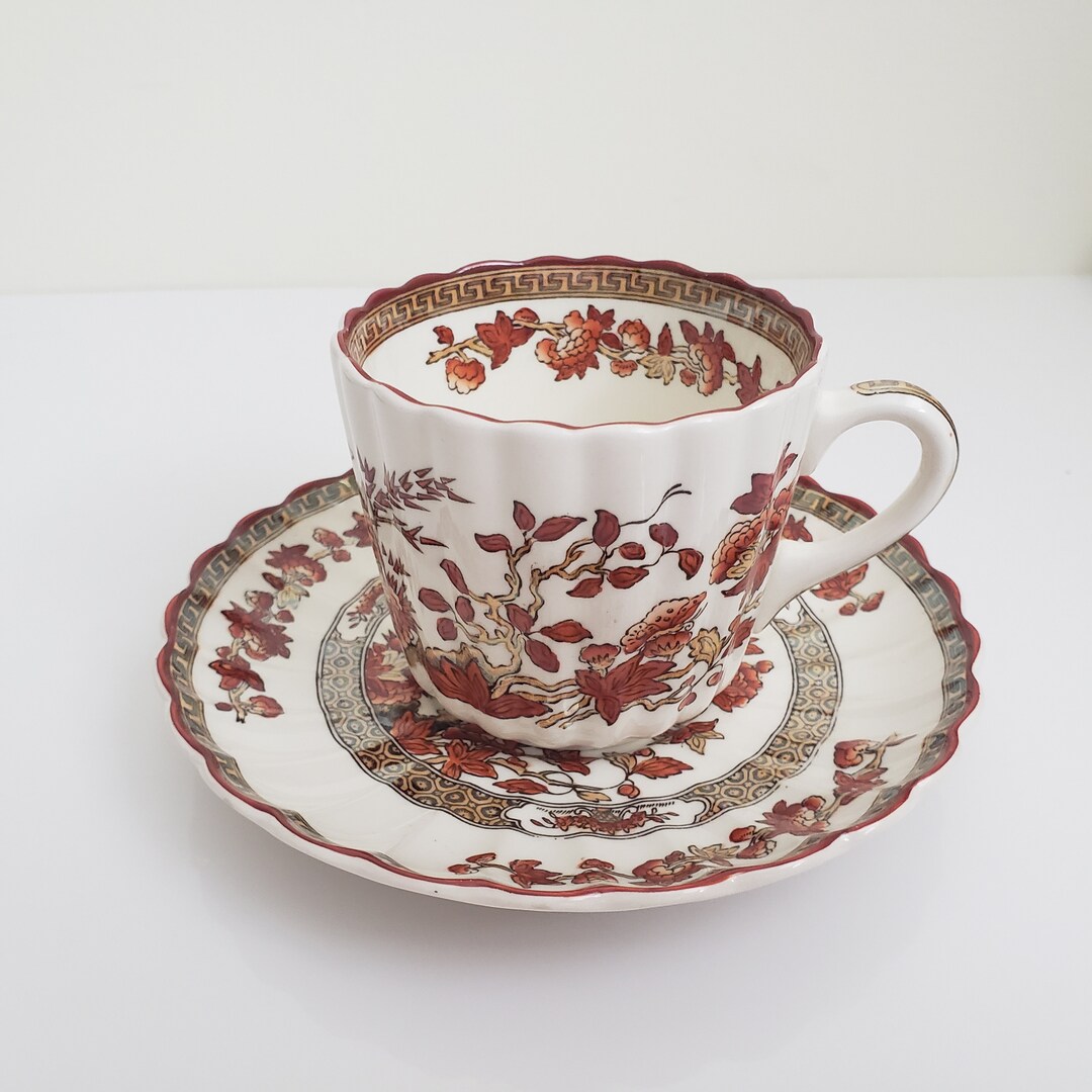 Mid Century India Tree Teacup Set by Spode, Earthy Reddish Brown ...