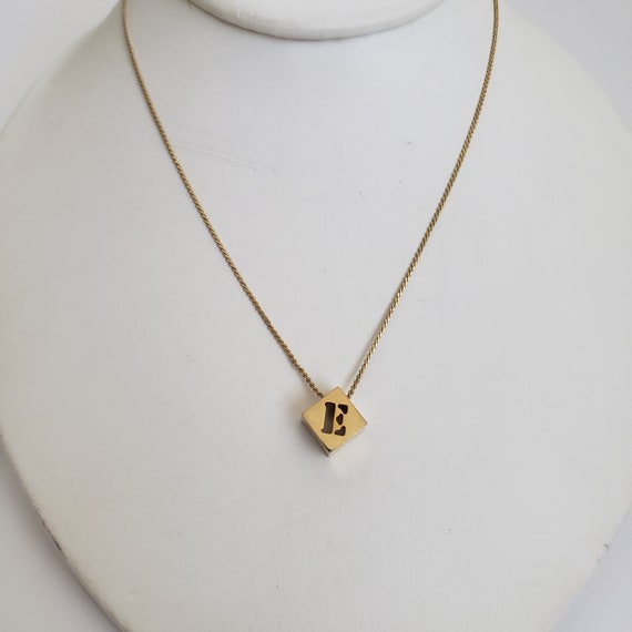 1970's Biagi Minimalist Cubist "E" Monogram Gold Tone… - Gem