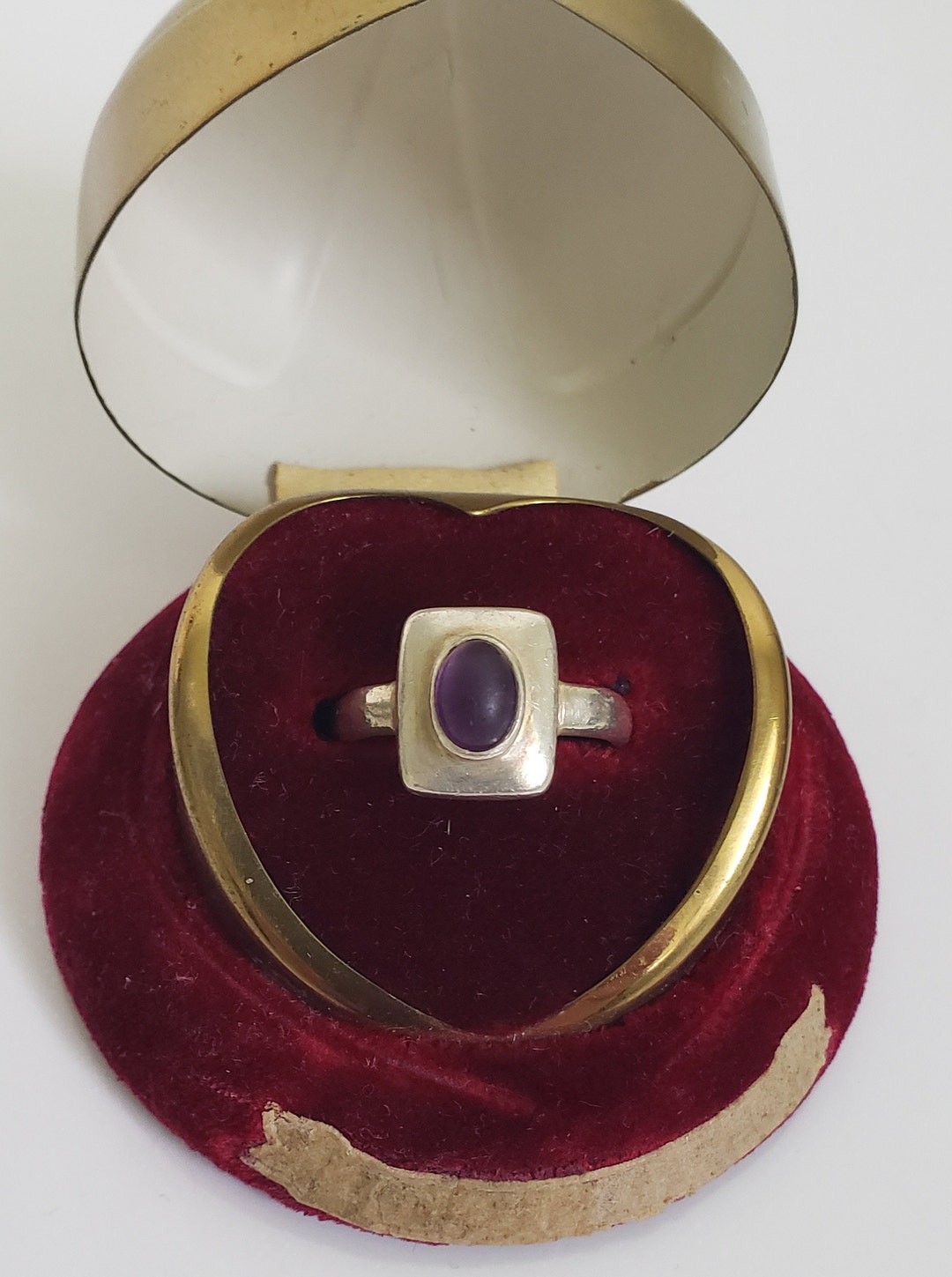 Vintage BOMA 925 Silver Ring With Amethyst Cabochon, Silver and Purple ...