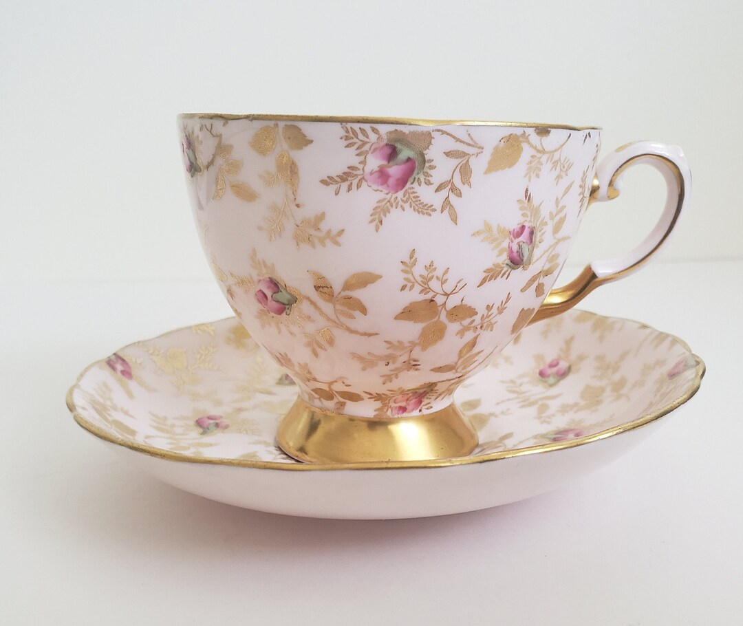 Vintage Tuscan Fine Bone China Tea Cup and Saucer, Sunshine Pattern ...