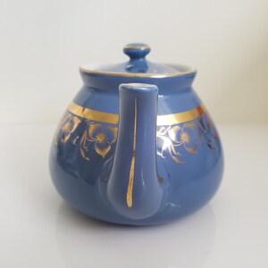 Vintage Hall China 8 Cup Blue Teapot With Gold Trim - Etsy