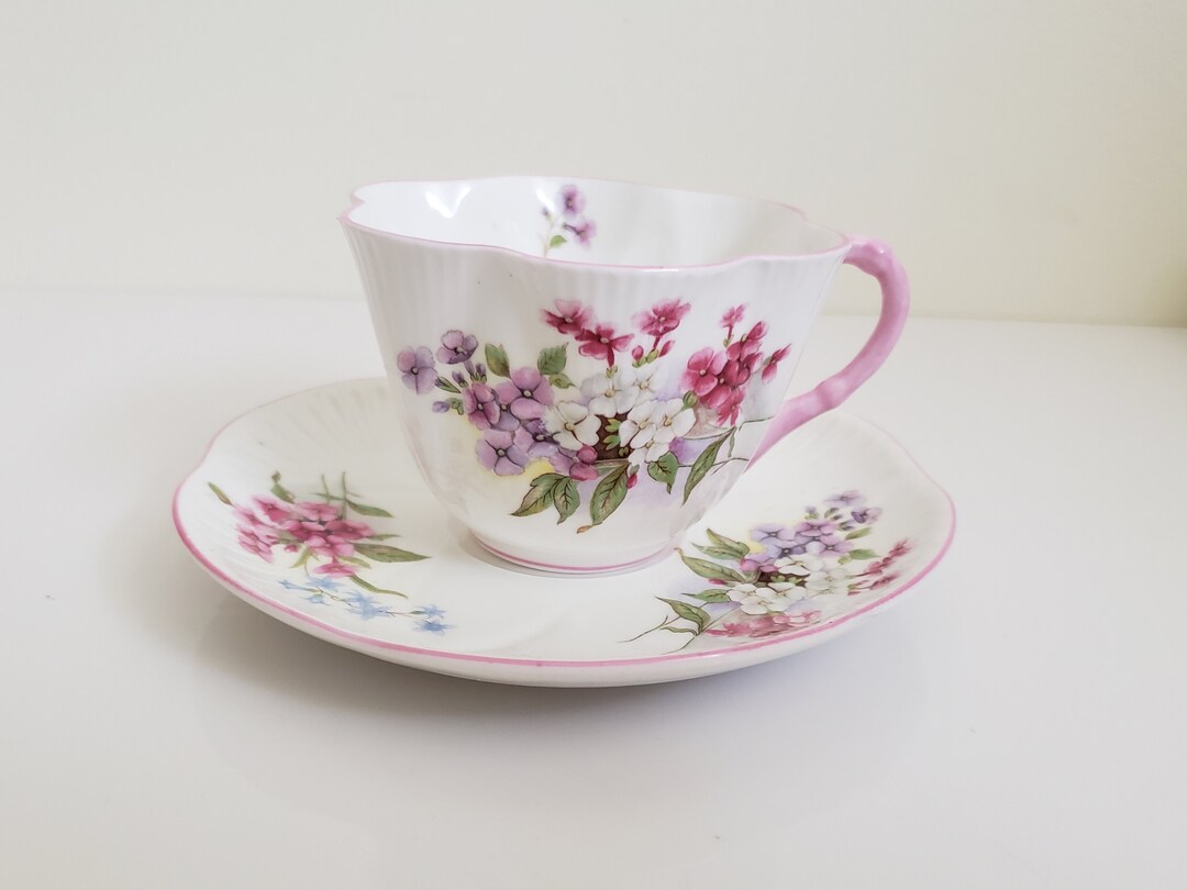 Beautiful Shelley Dainty Teacup and Saucer Set, White With Mixed ...