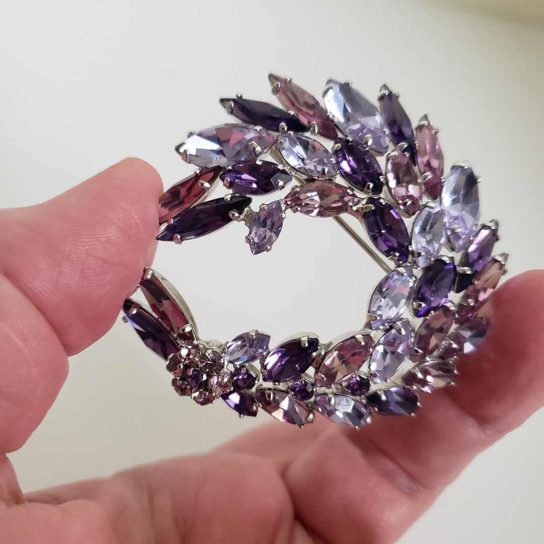 Rare Mid Century Sherman Brooch Open Wreath Cluster Brooch With Flower ...