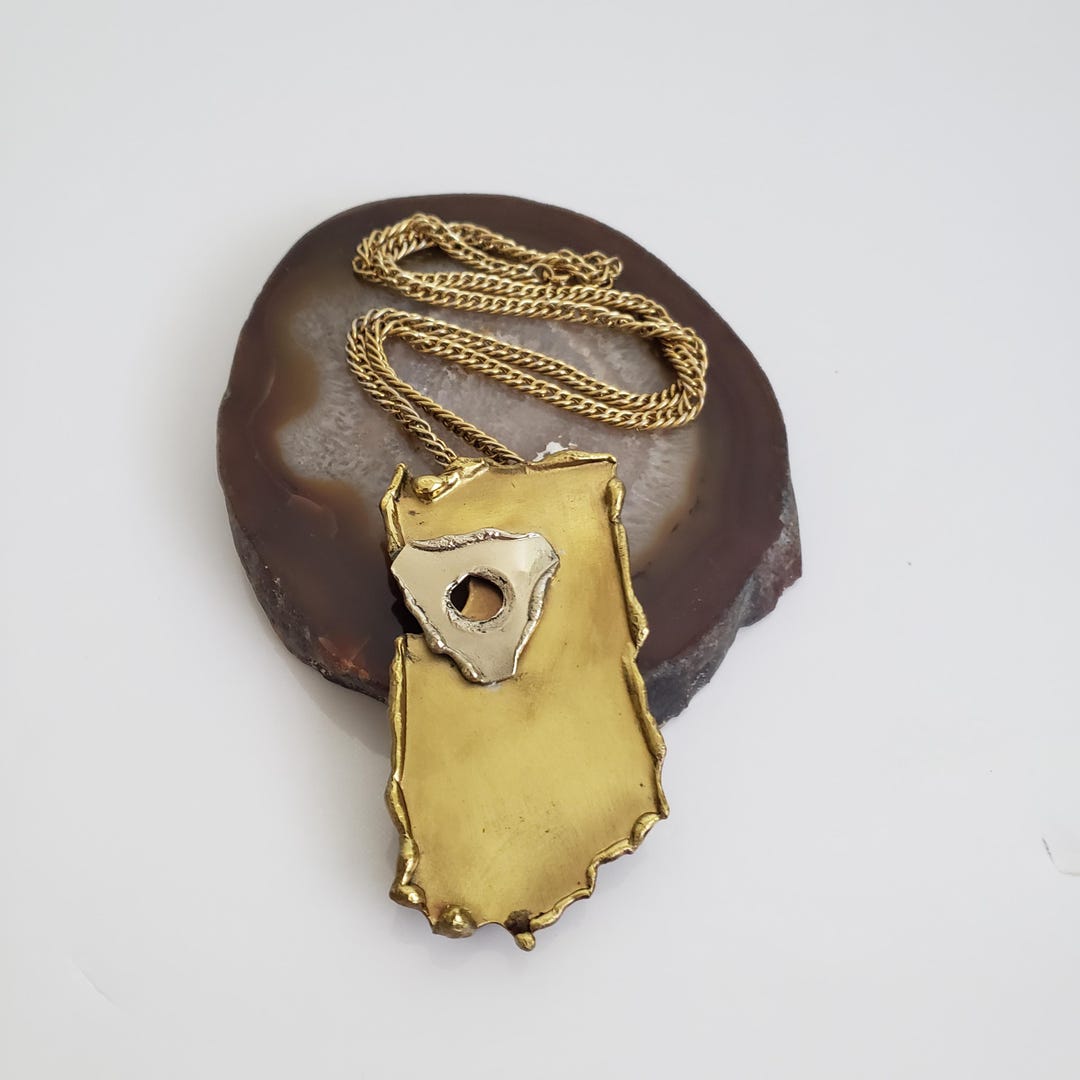 Vintage Chunky Brutalist Pendant Necklace, Heavy Fashion Necklace, Men ...
