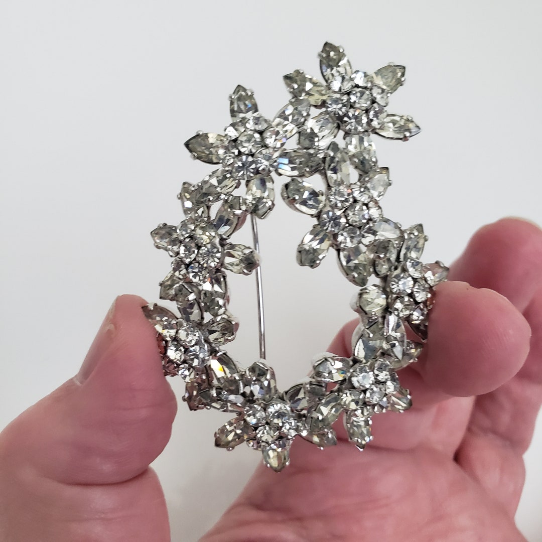 Mid Century Sherman Asymmetric Floral Wreath Brooch, Shawl or Lapel Pin ...