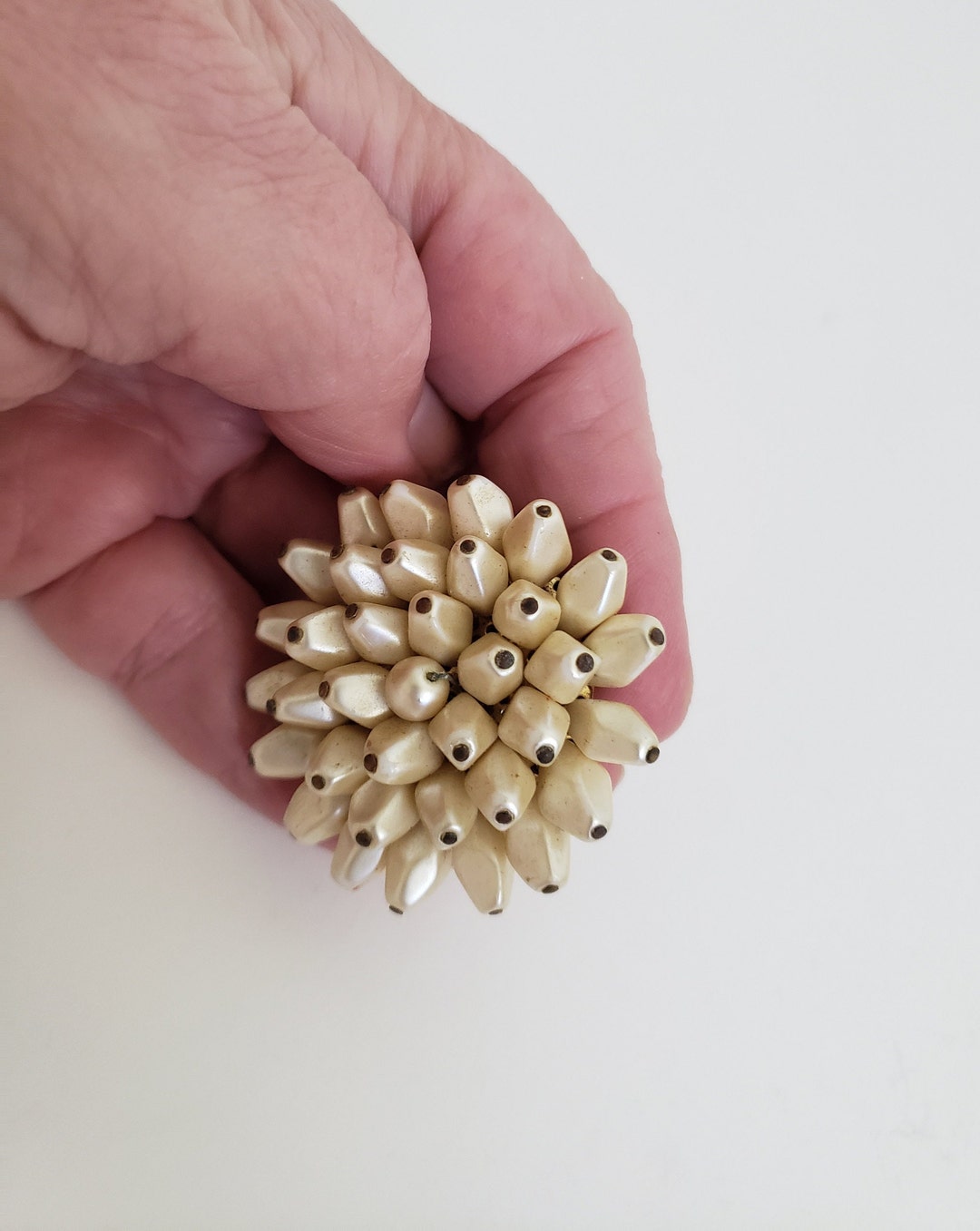 Vintage Faux Pearl, White or off White Beaded Cluster Brooch - Etsy