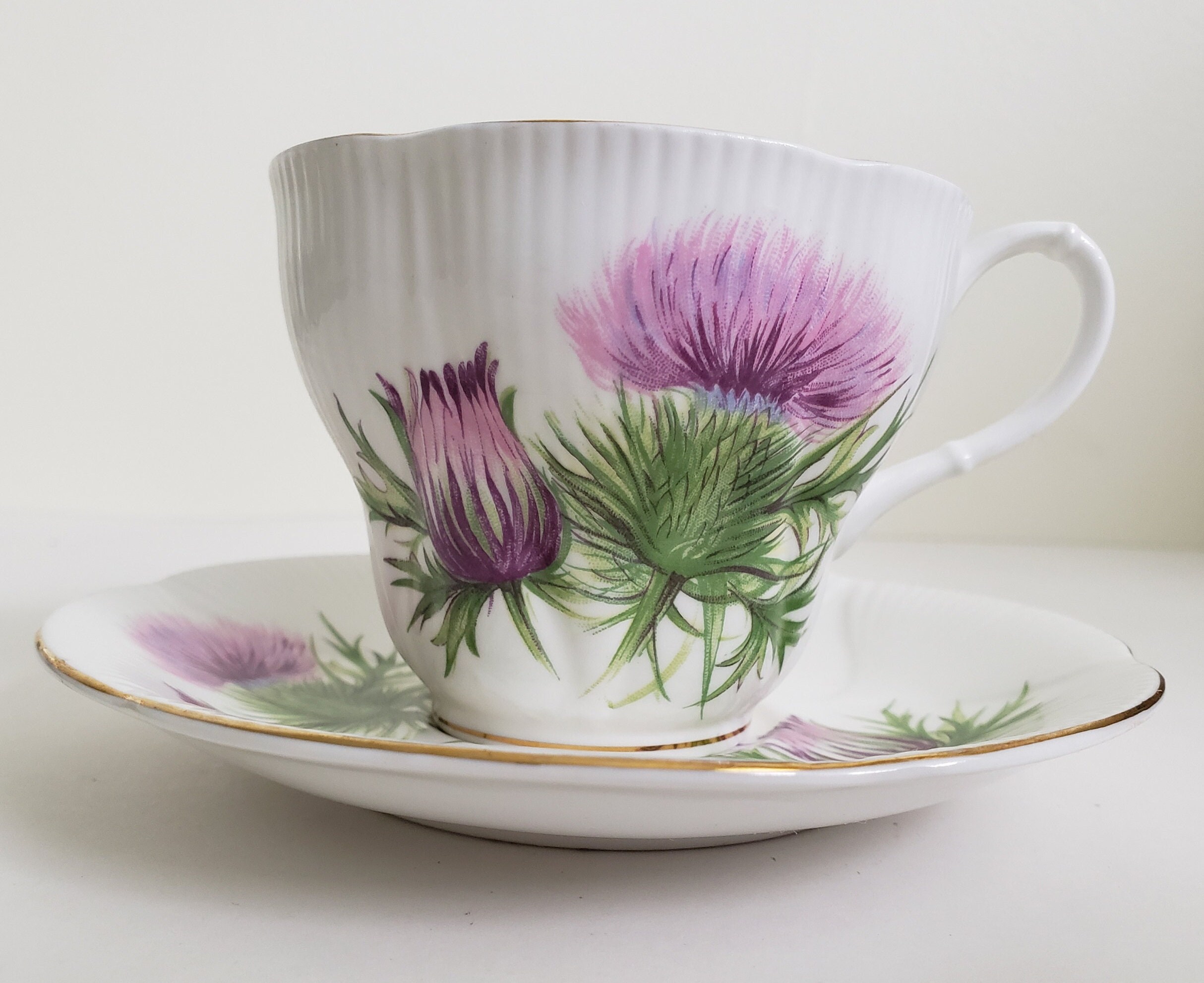 Vintage Royal Albert Purple Thistle Tea Cup and Saucer Set - Etsy