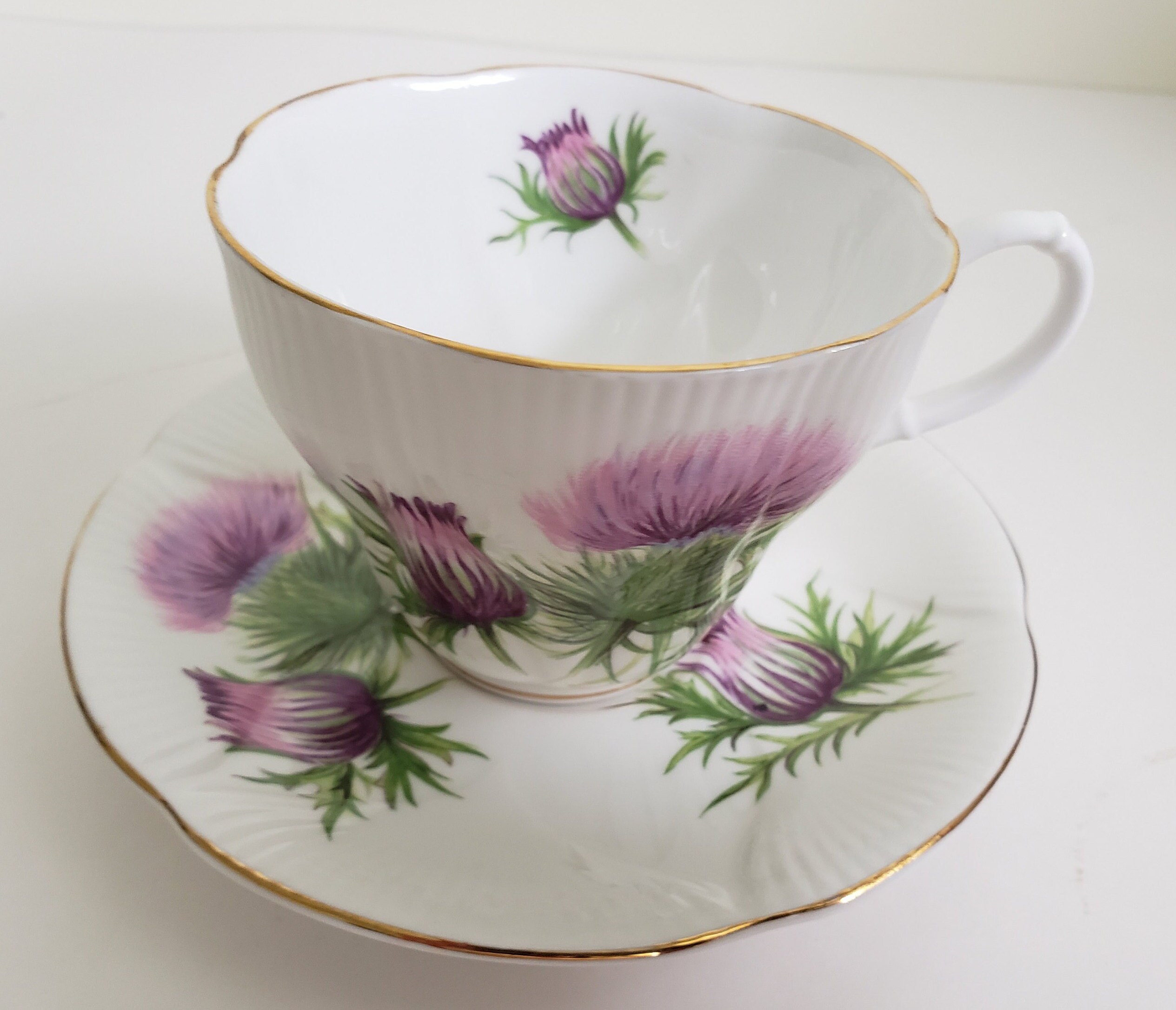 Vintage Royal Albert Purple Thistle Tea Cup and Saucer Set - Etsy