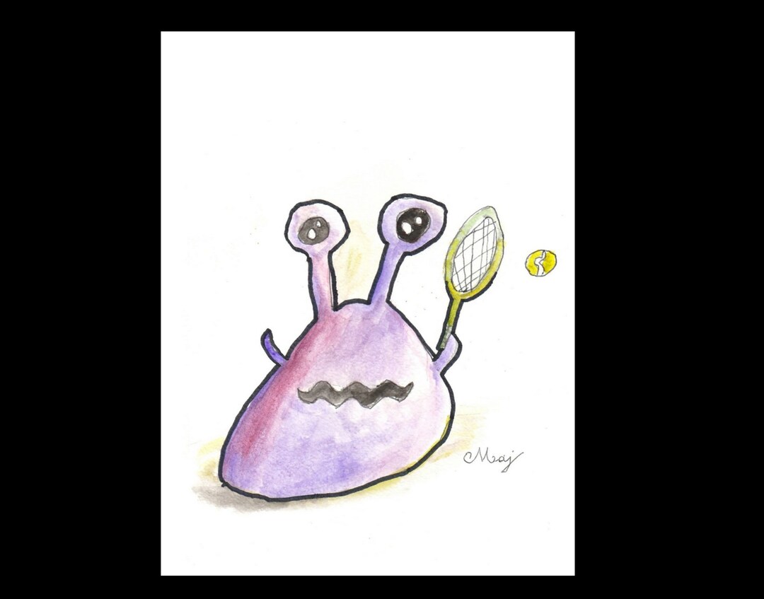 Alien Tennis Card Based on an Original Drawing - Etsy