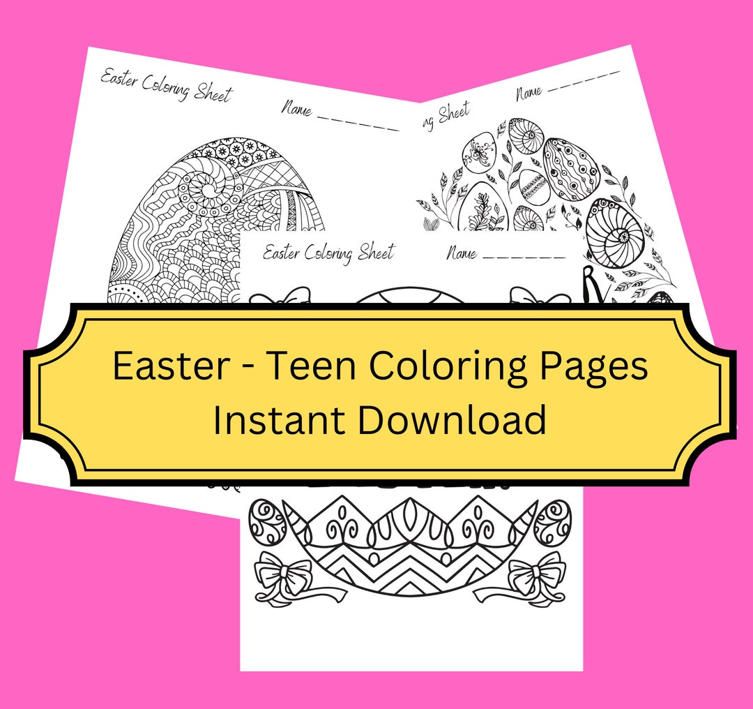 Easter Tween Coloring Page Printable Easter Teen Activity Kids Activity ...