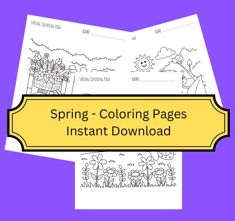 Spring Coloring Page Printable Spring Kid Activity Kids - Etsy