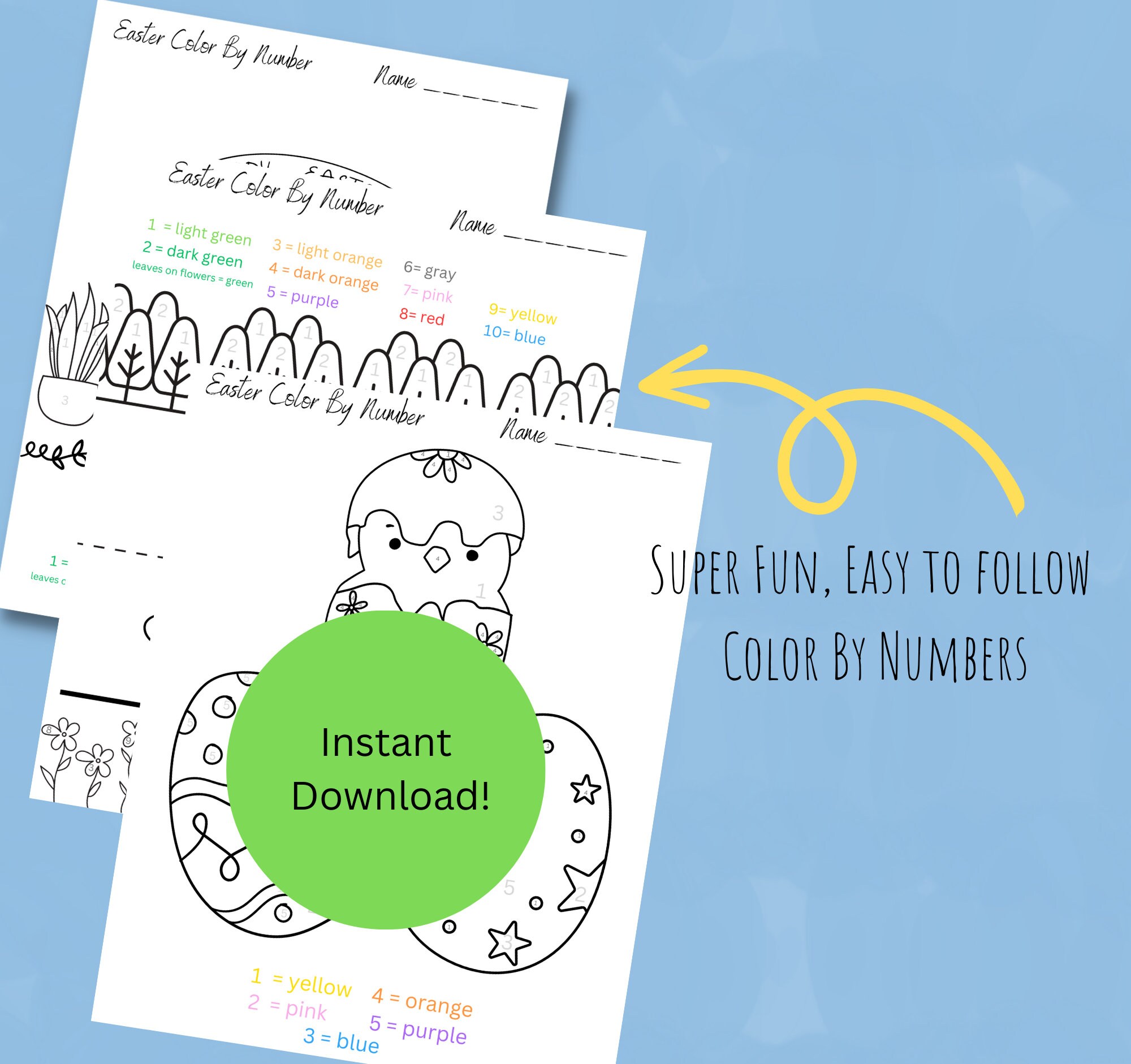 Easter Color by Number Printable Easter Kid Activity Kids Activity ...