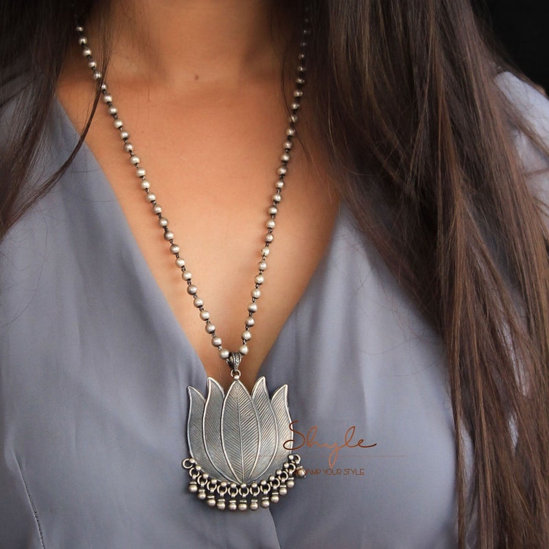 Lotus .925 Sterling Silver Necklace - Etsy