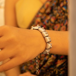 925 Sterling Silver Adya Matte Embossed Timeless Bracelet, Gift for Bridesmaid, Indian Style ...