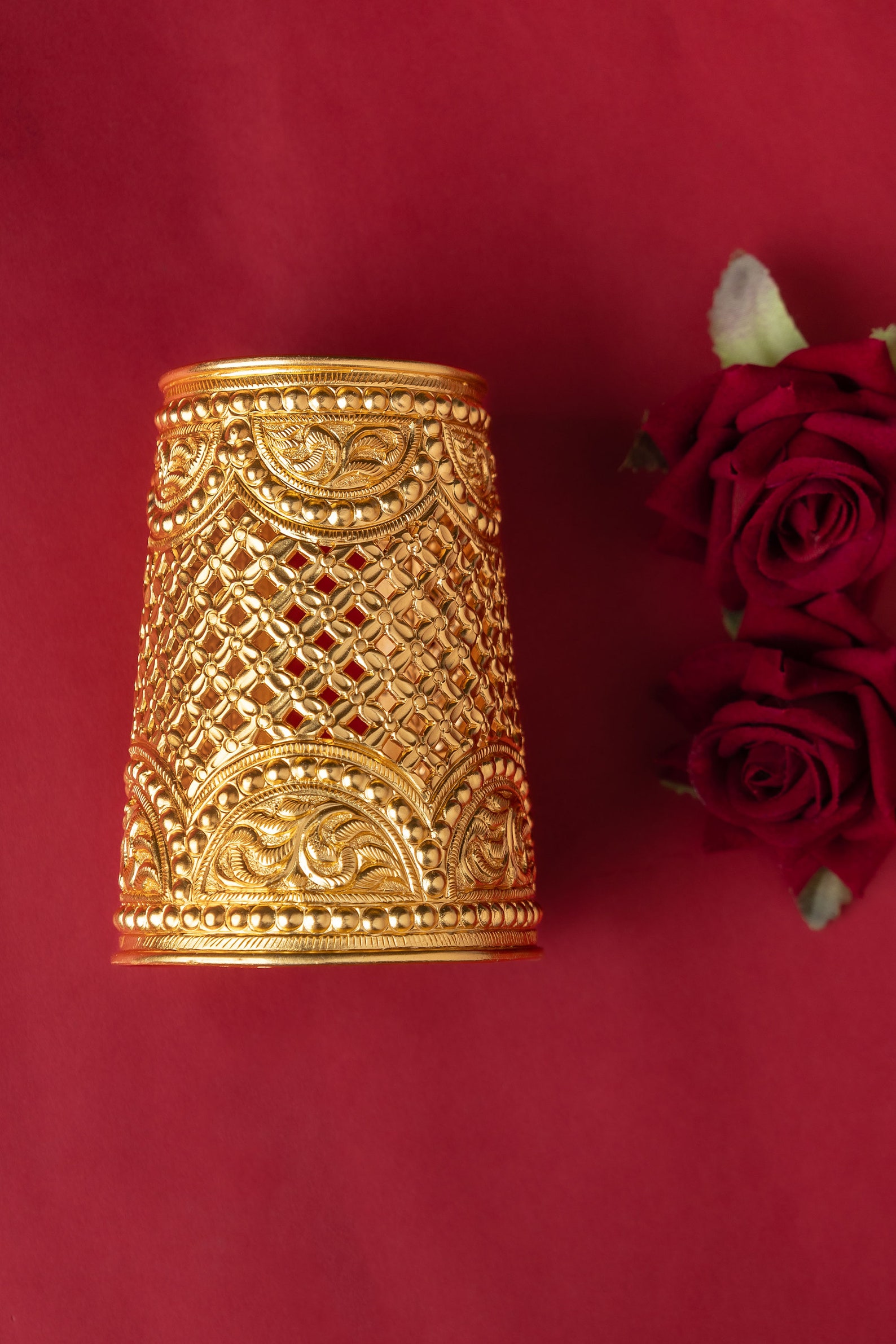 Tattva Classic Jali Chitai Detailed Gold Plated Statement Kada, 925 ...