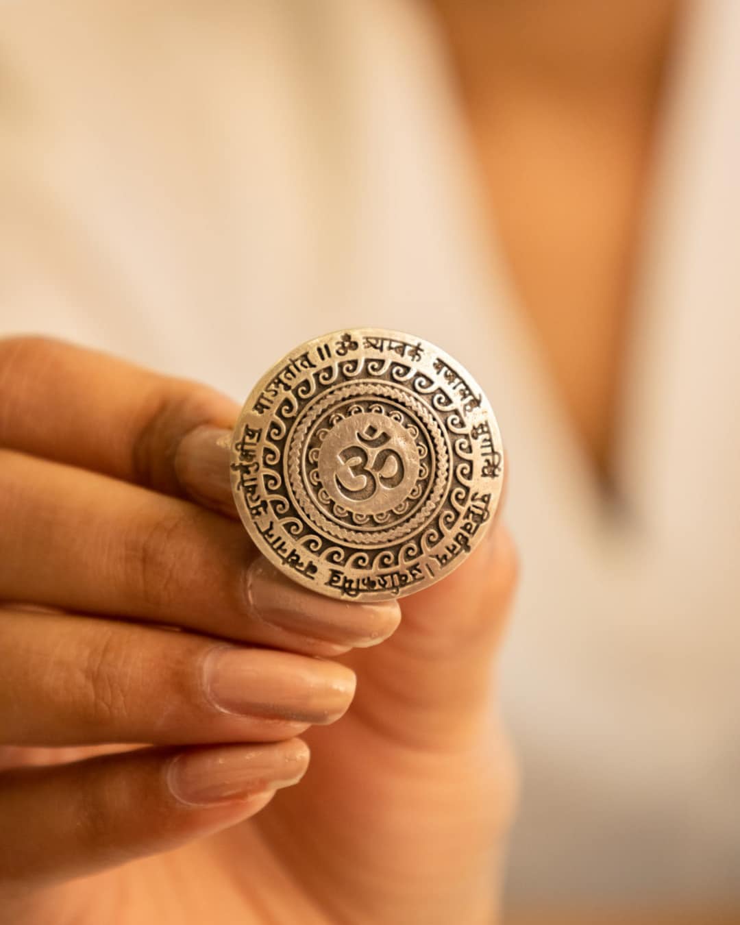 925 Sterling Silver Auspicious Maha Mrityunjaya Mantra Om Ring ...
