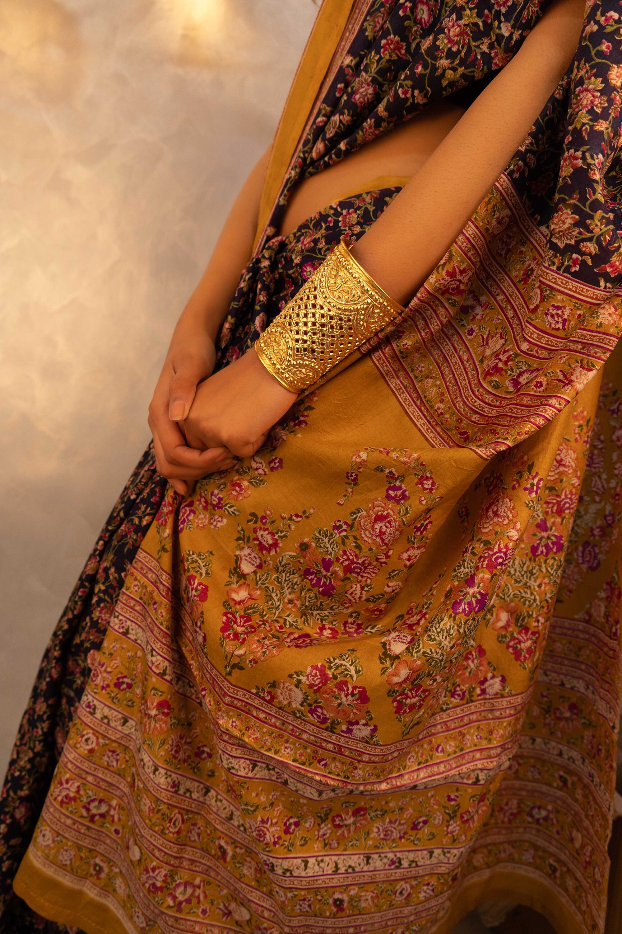 Tattva Classic Jali Chitai Detailed Gold Plated Statement Kada, 925 ...