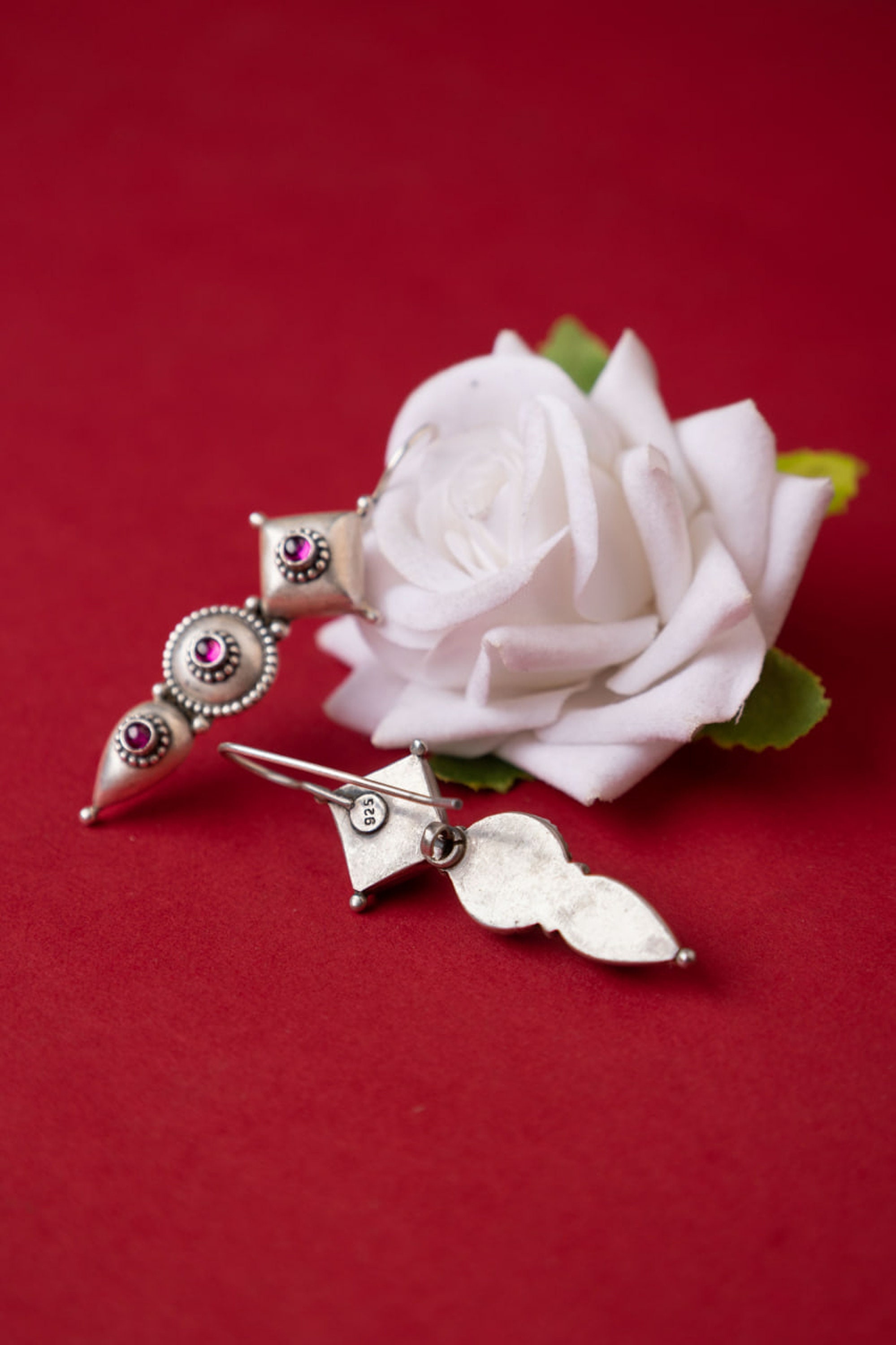 925 Sterling Silver Adya Tri Motif Versatile Raani Earring, Handcrafted Indian Oxidized Silver ...