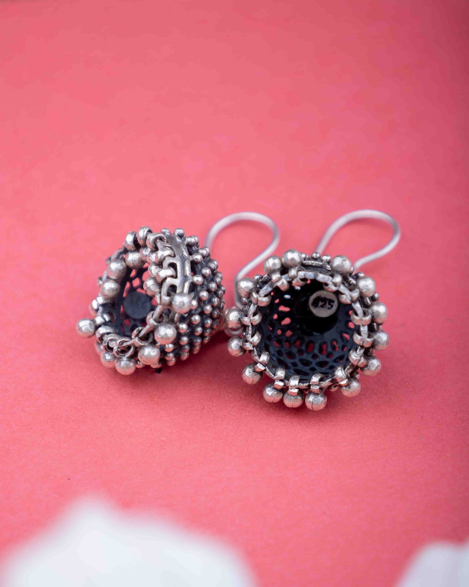 925 Sterling Silver Moh Embossed Jali Fish Hook Jhumki, Handcrafted ...