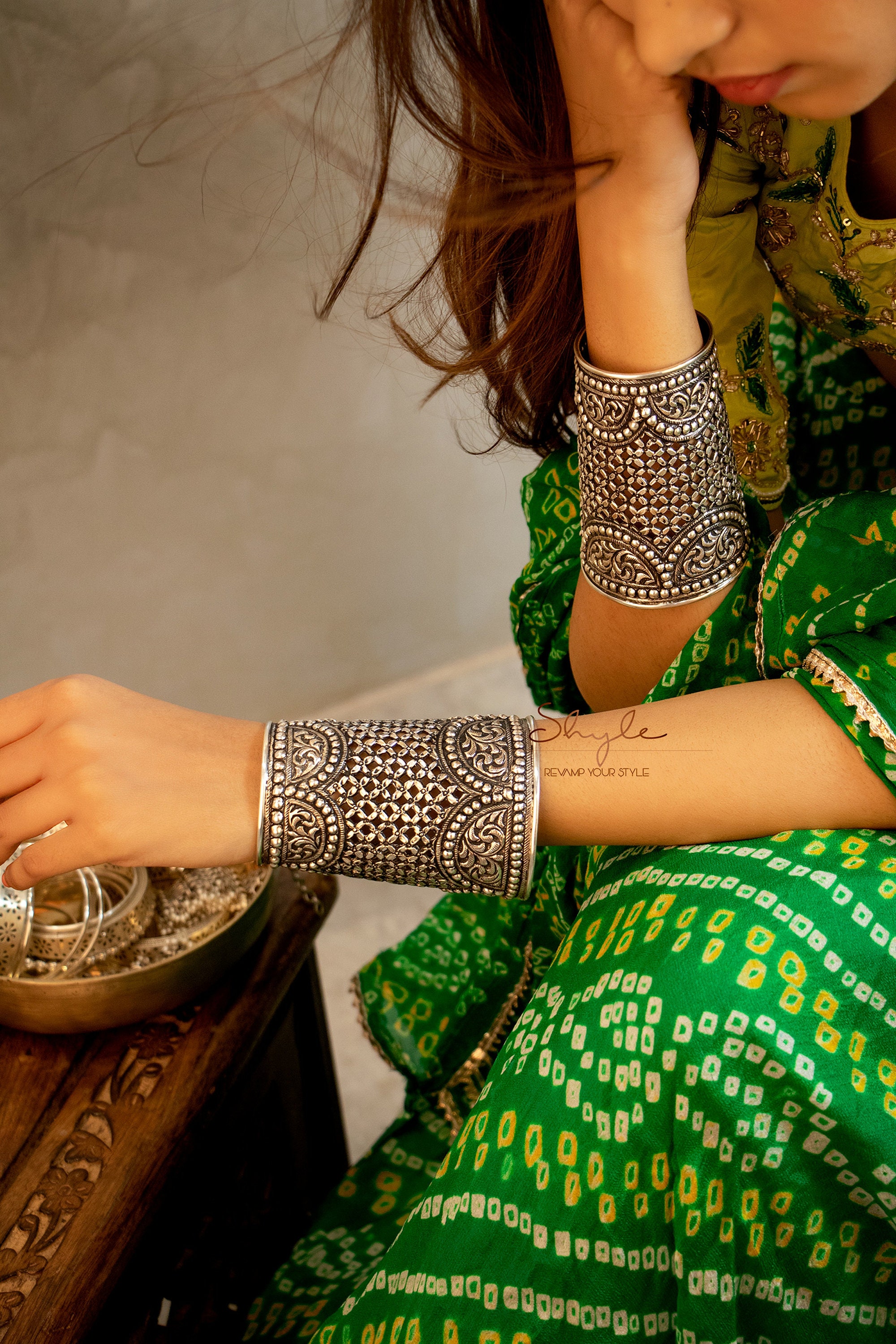 Tattva Jali Chitai Detailed Statement Kada 925 Sterling Silver